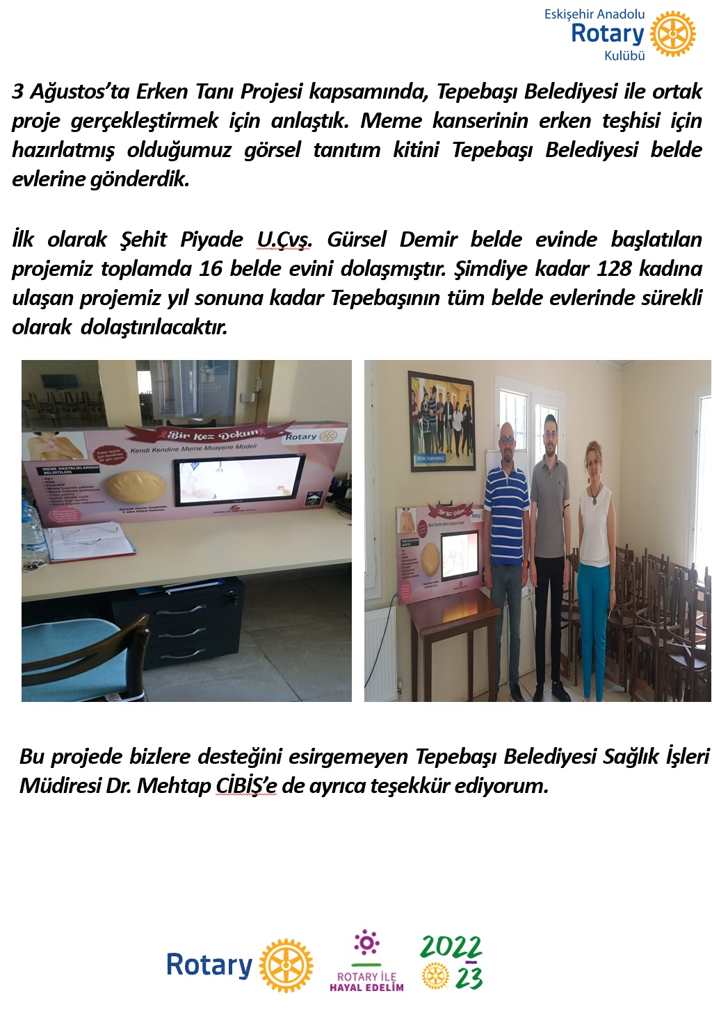 Erken Tanı Projesi - Rotary 2430. Bölge